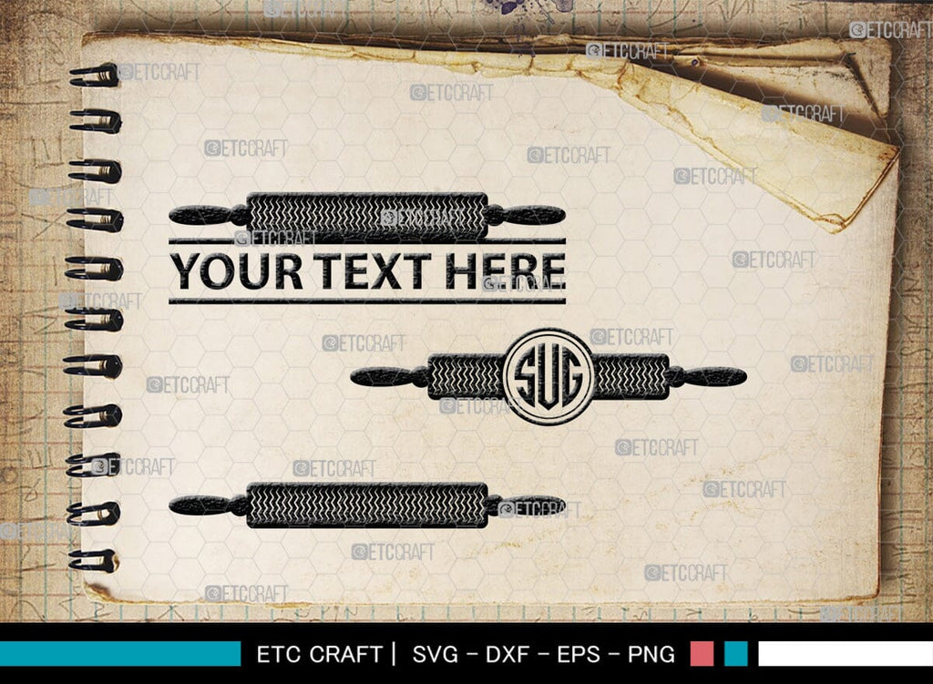 Rolling Pin Monogram, Rolling Pin Silhouette, Rolling Pin SVG, Kitchen ...