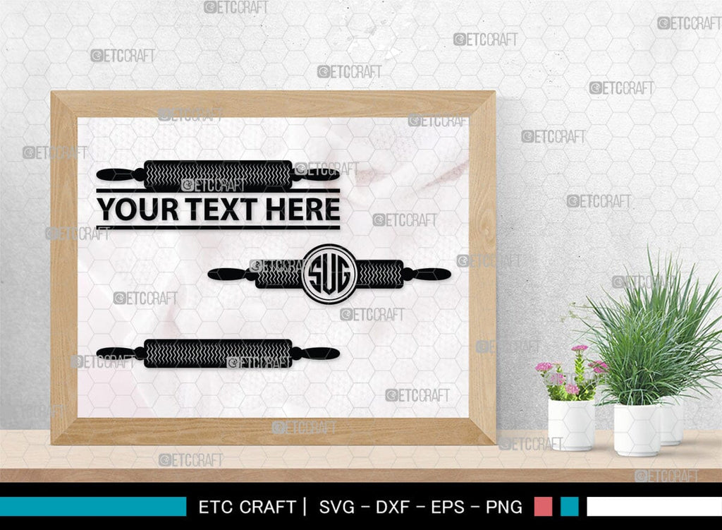 Rolling Pin Monogram, Rolling Pin Silhouette, Rolling Pin SVG, Kitchen ...
