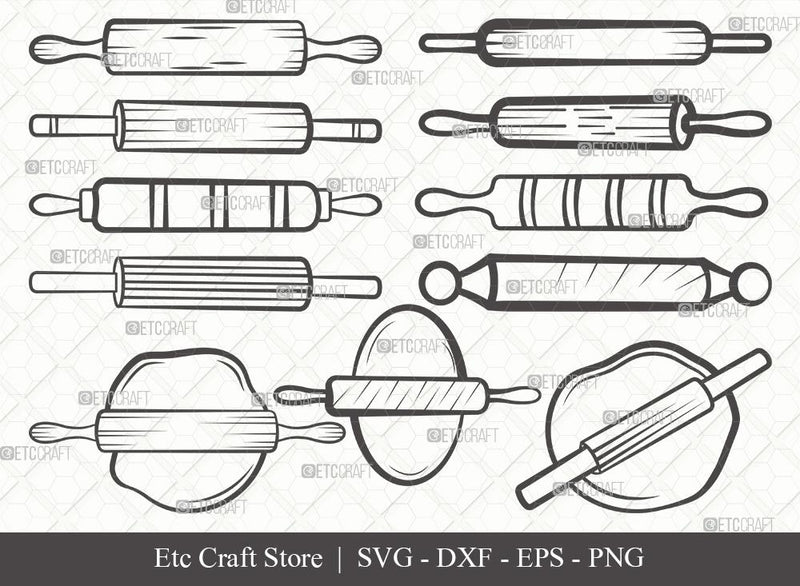 Rolling Pin Outline SVG Cut File | Kitchen Svg | Baking Svg | Bundle ...