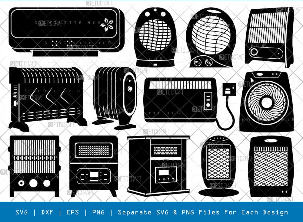 Room Heater Silhouette, Room Heater SVG, Heater Svg, Electric Heater ...