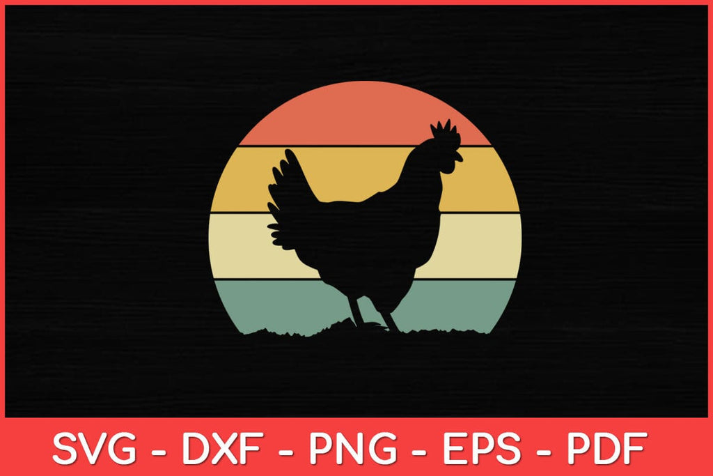 Rooster Vintage Retro Style Svg Design Cut File - So Fontsy