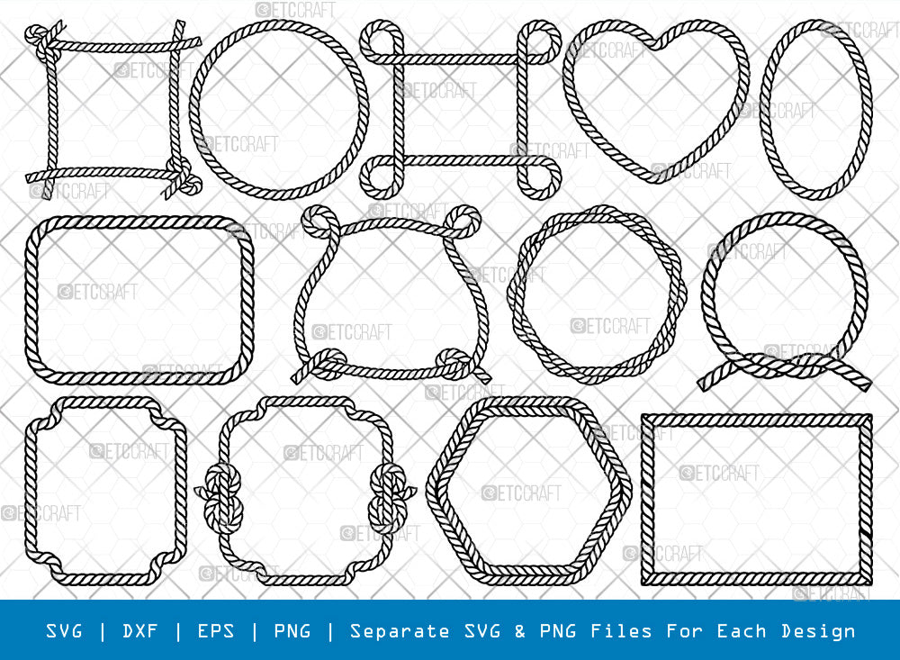 Rope Frame SVG Cut Files, Rope Silhouette, Rope Border Svg, Frame Svg ...