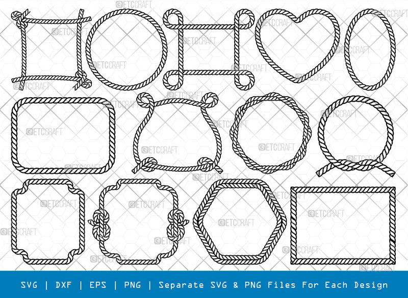 Rope Frame SVG Cut Files, Rope Silhouette, Rope Border Svg, Frame Svg ...