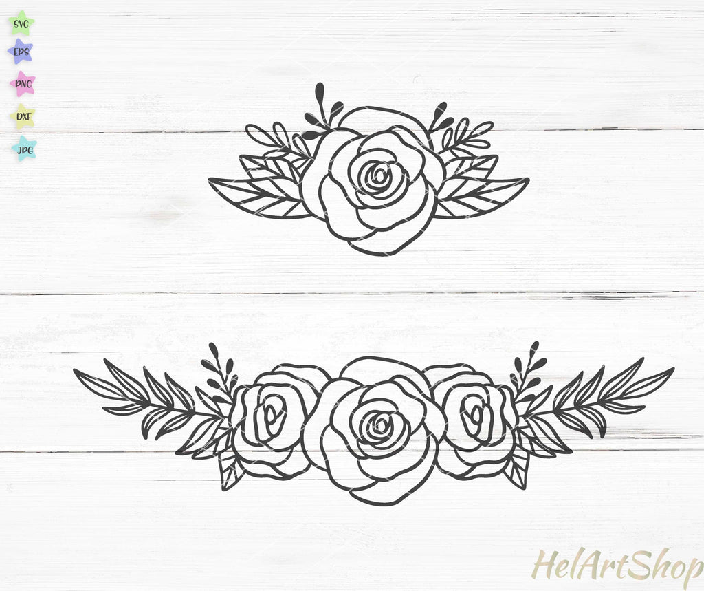 Rose Border Svg, Floral Arrangement Svg - So Fontsy