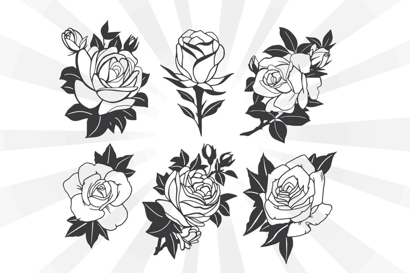 Rose Flower Design Set Svg - So Fontsy