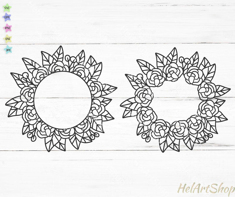 Rose Frame SVG, Floral Border SVG - So Fontsy