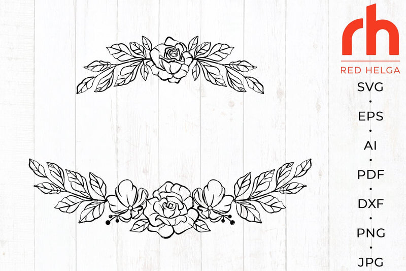 Roses Border SVG - Floral Divider Cut File - So Fontsy