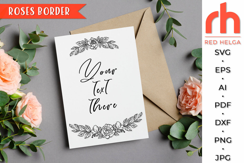 Roses Border SVG - Floral Divider Cut File - So Fontsy