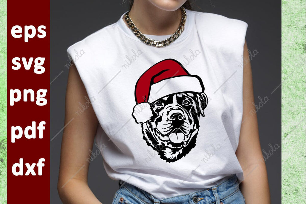 Rottweiler Santa Hat Cut File Clipart PNG SVG EPS DXF PDF - So Fontsy