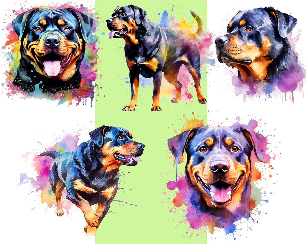 Rottweiler Watercolor Sublimation JPG PNG - So Fontsy