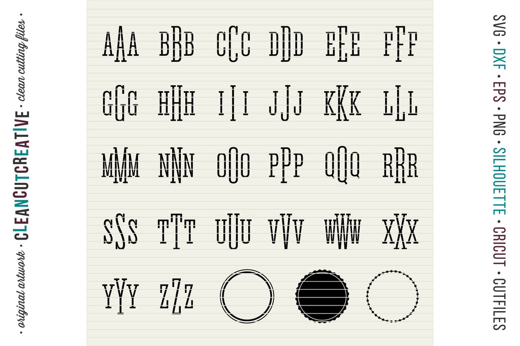 Round 3 letter Stylish Monogram Alphabet for crafters - So Fontsy