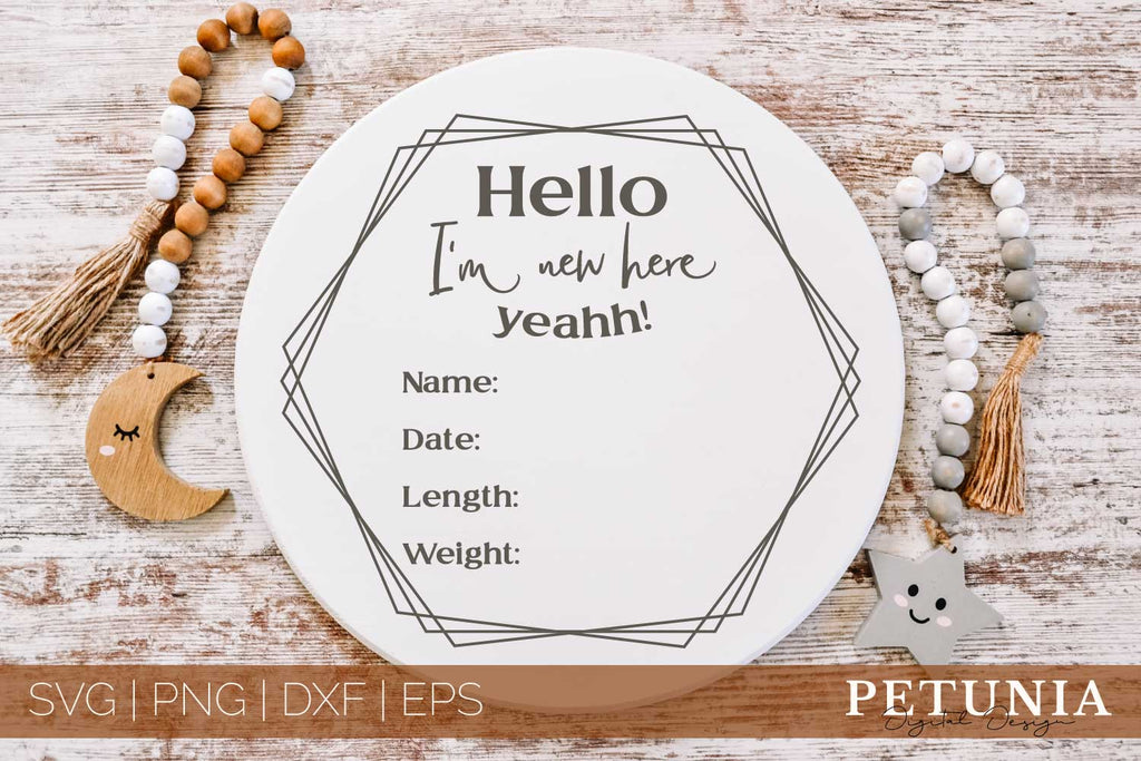 Round Baby Announcement Sign SVG | Birth Announcement SVG - So Fontsy