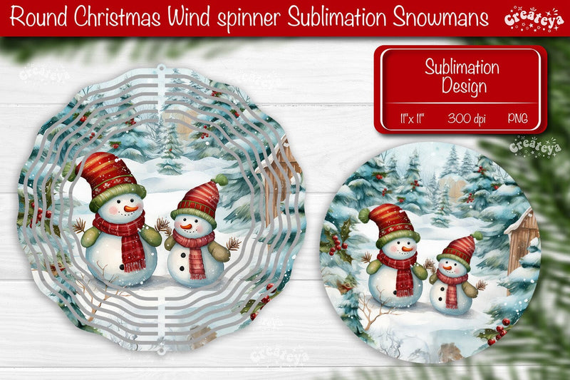 Round Christmas wind spinner Sublimation Christmas decor PNG Snowman ...