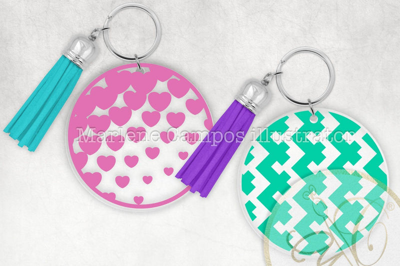 Round Keychain Patterns /SVG, DXF, PNG, EPS - So Fontsy