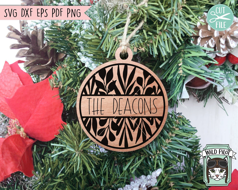 Round Leaf Split Monogram Frame SVG Cut File - So Fontsy