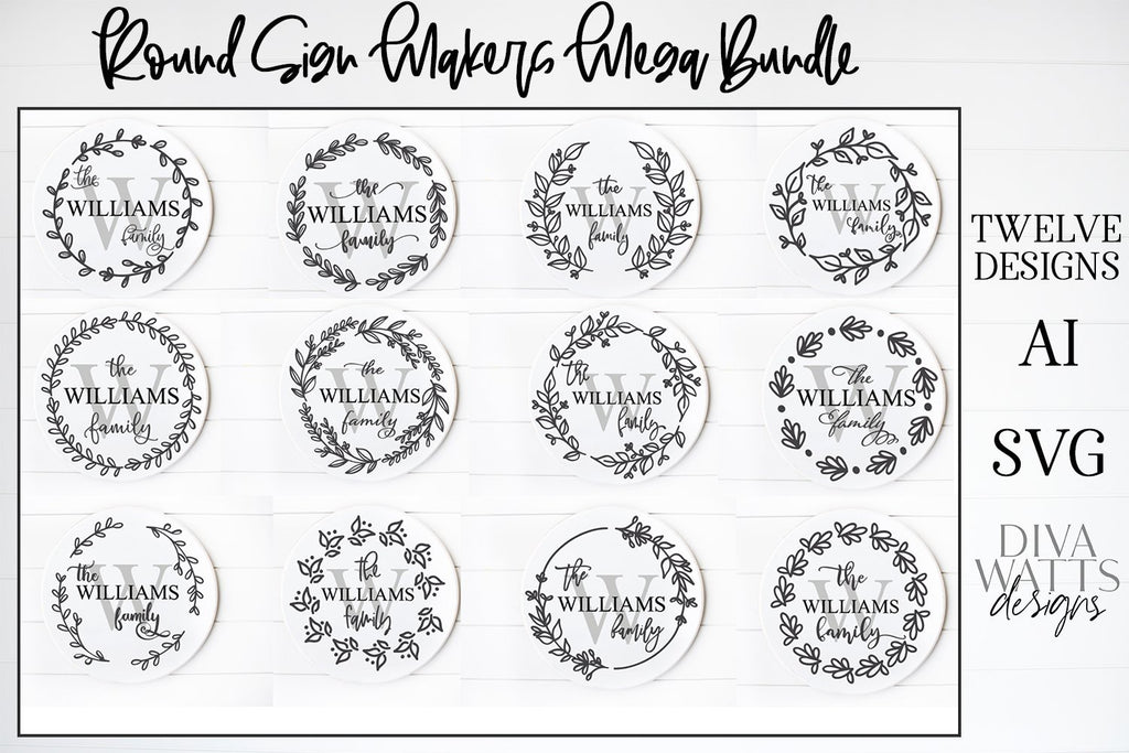 Round Monogram Sign Making Bundle | Farmhouse Sign Bundle | SVG Bundle ...