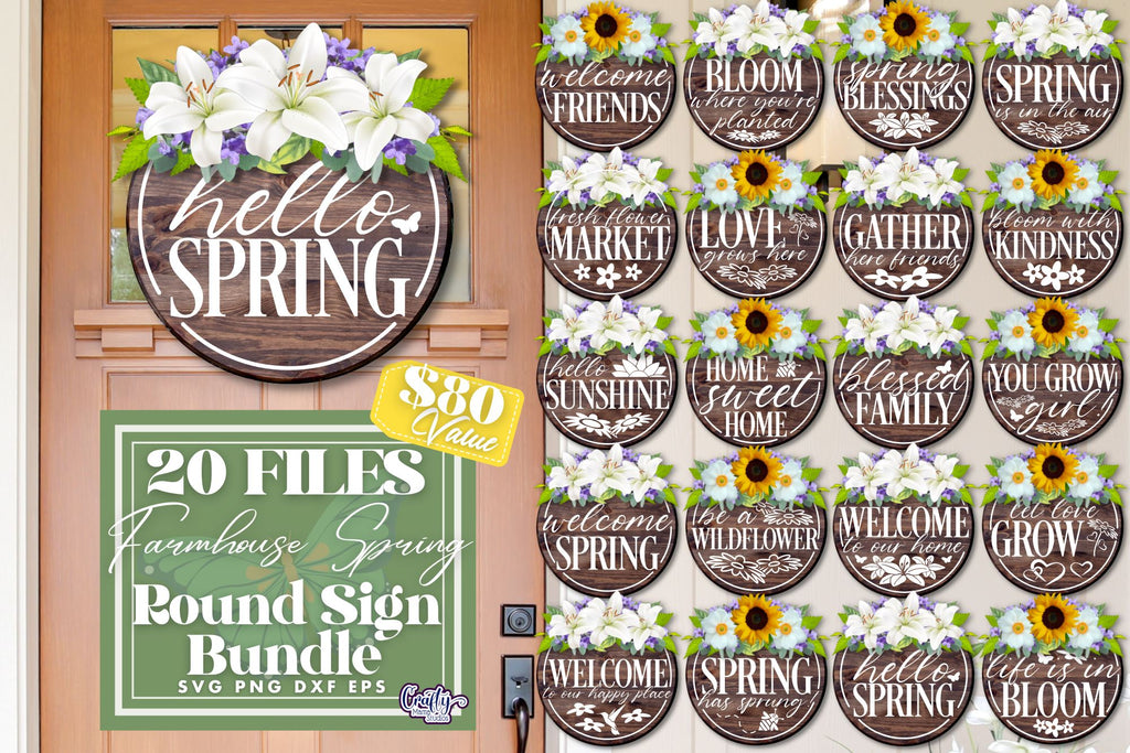 Round Spring Svg Bundle | Welcome Svg | Round Spring Sign - So Fontsy