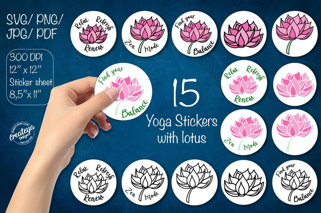 Round stickers. Sticker Pack. Flower sticker sheet. Sticker svg. - So ...