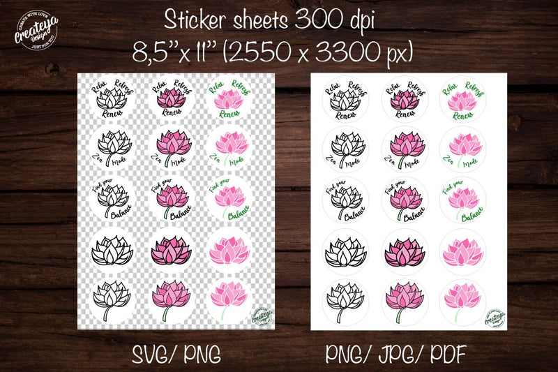 Round stickers. Sticker Pack. Flower sticker sheet. Sticker svg. - So ...