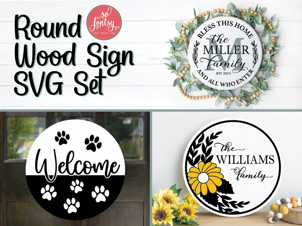 Round Wood Sign SVG Set - So Fontsy