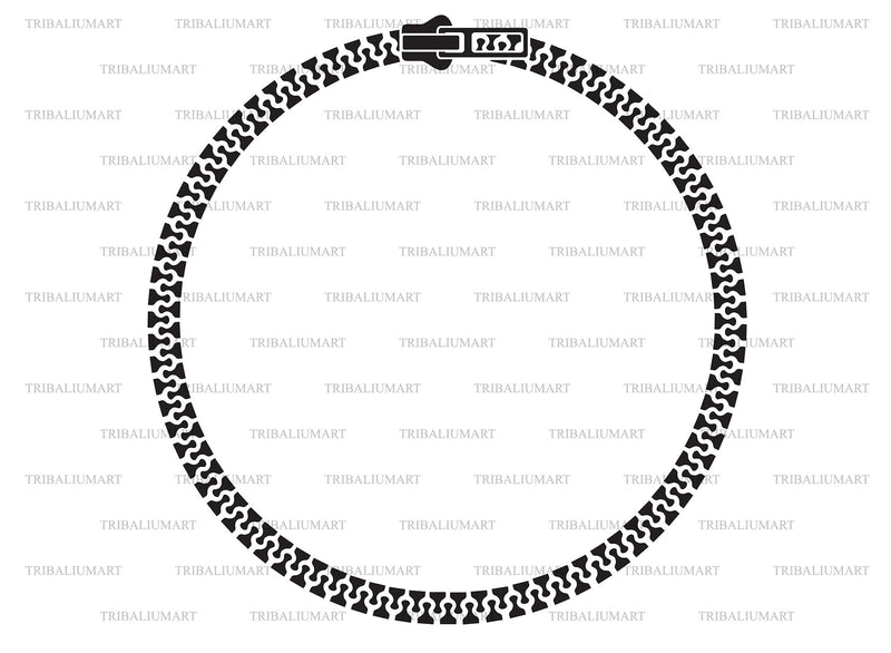 Round zipper frame. Cut files for Cricut. Clip Art silhouettes (eps ...