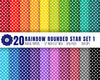 Rounded Stars Digital Paper Set 1 - Rainbow Rounded Stars Digital ...
