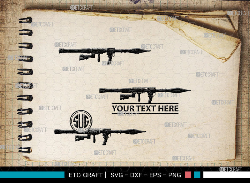 Rpg Monogram, Rpg 7 Silhouette, Rpg SVG, Rocket Launcher Svg, Anti Tan ...