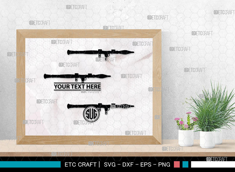 Rpg Monogram, Rpg 7 Silhouette, Rpg SVG, Rocket Launcher Svg, Anti Tank ...