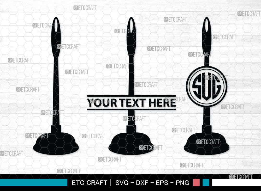 Rubber Plunger Monogram, Rubber Plunger Silhouette, Bathroom Svg ...