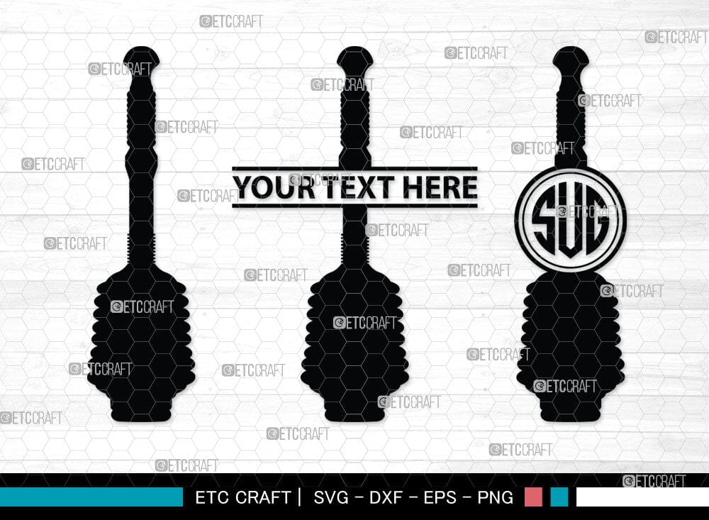 Rubber Plunger Monogram, Rubber Plunger Silhouette, Bathroom Svg ...