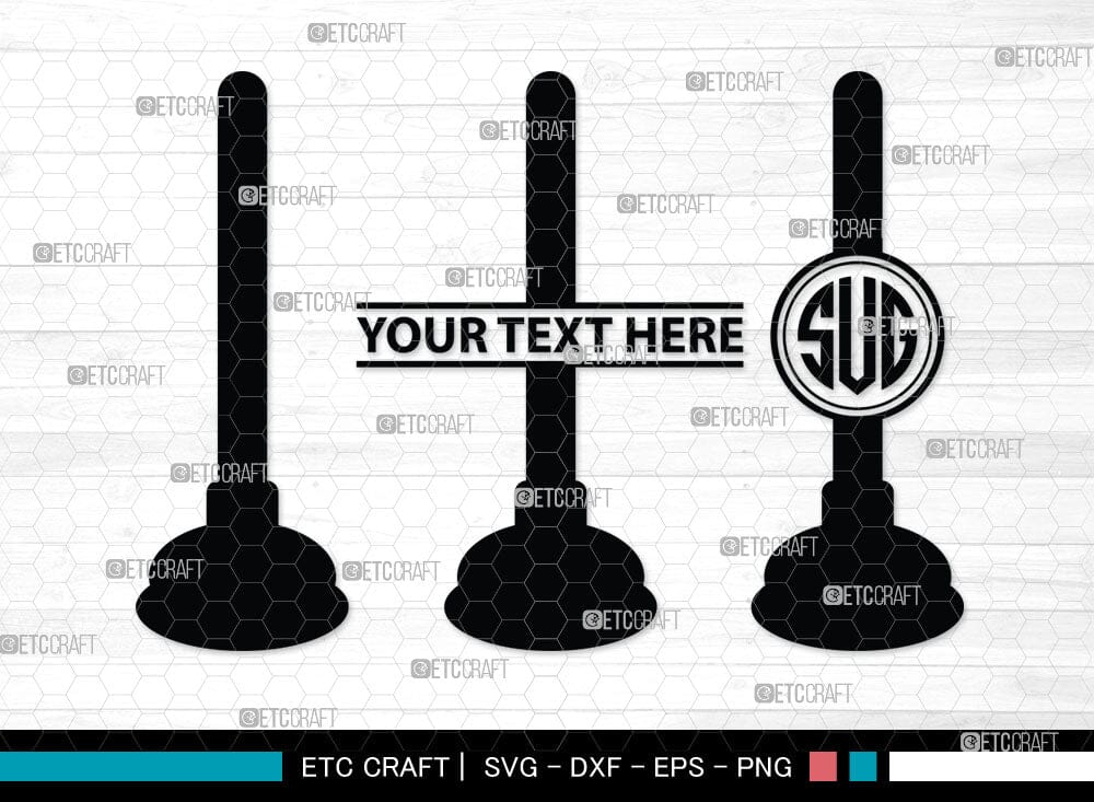 Rubber Plunger Monogram, Rubber Plunger Silhouette, Bathroom Svg ...