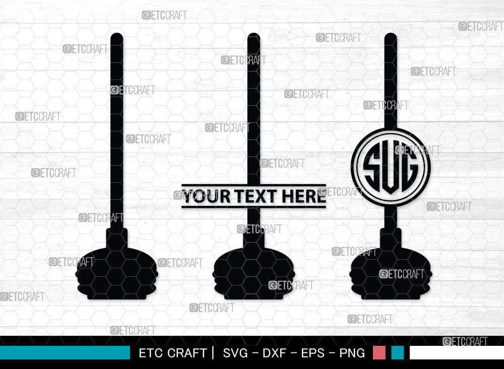 Rubber Plunger Monogram, Rubber Plunger Silhouette, Bathroom Svg ...