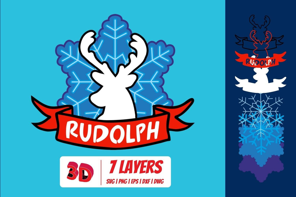 Rudolph 3D Layered SVG Cut File - So Fontsy