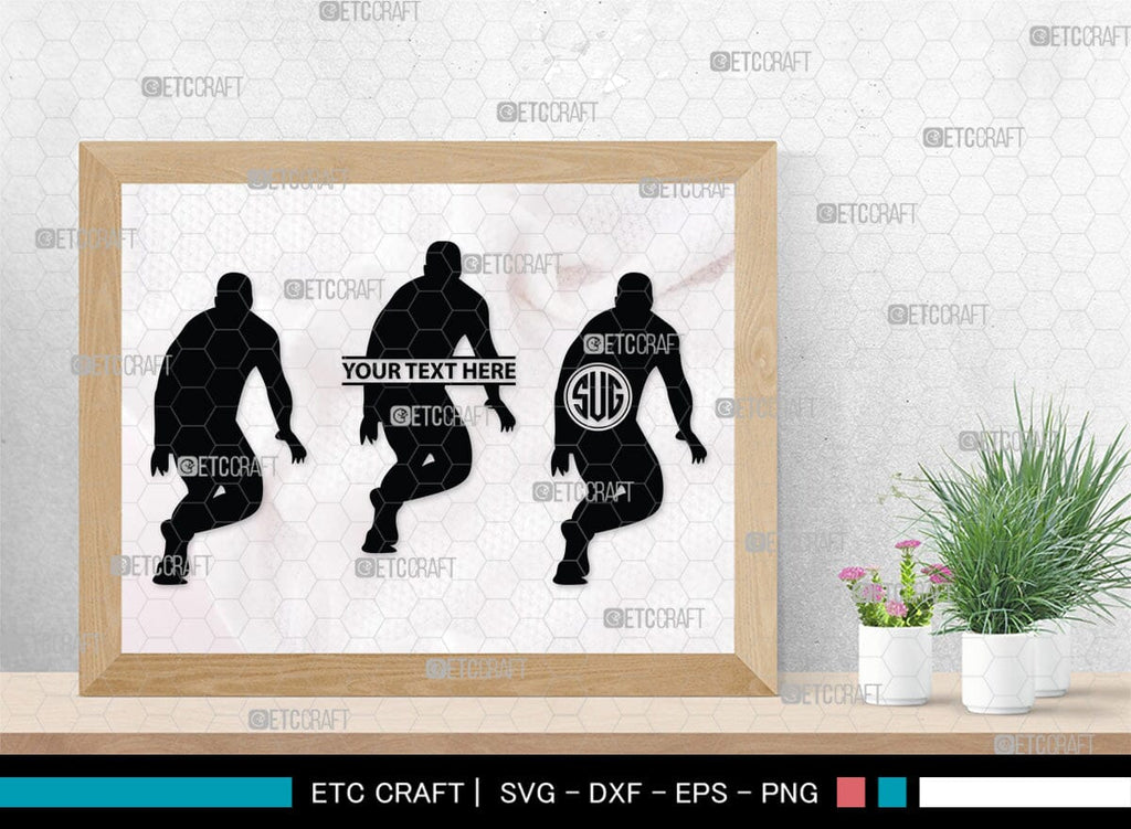 Rugby Player Monogram, Rugby Player Silhouette, Rugby Player SVG ...