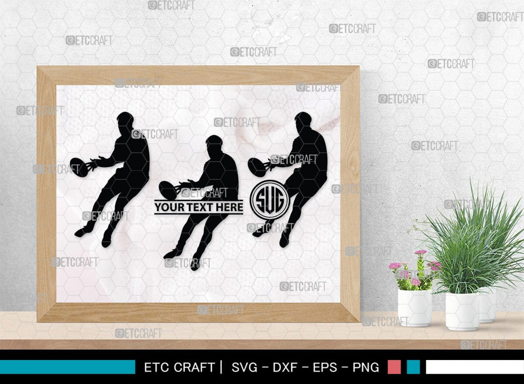 Rugby Player Monogram, Rugby Player Silhouette, Rugby Player SVG ...