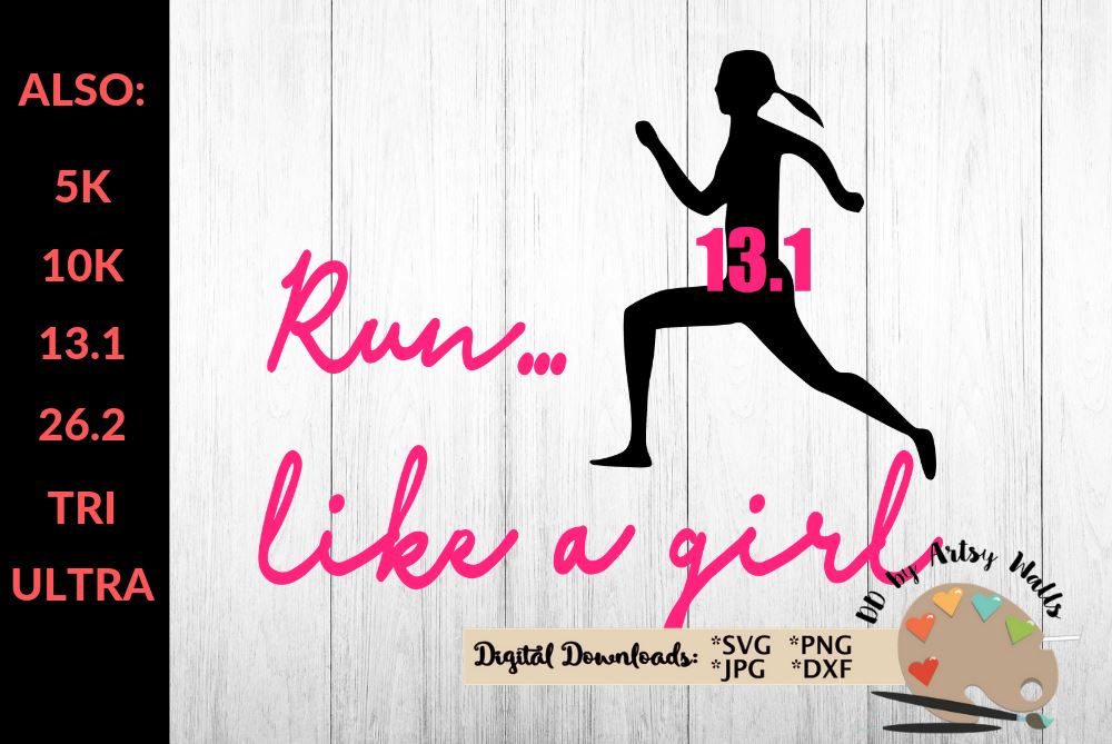 run like a girl svg - runner girl with race numbers svg cut file ...