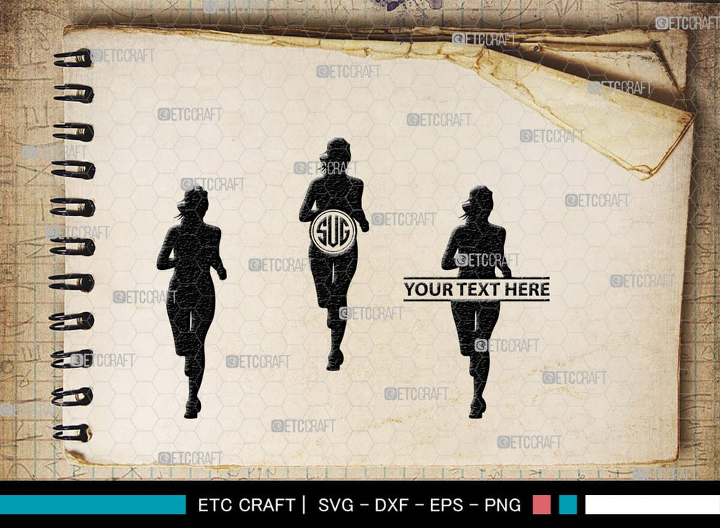 Running Monogram, Running Silhouette, Running SVG, Runner Svg, Run Svg ...