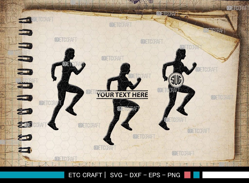 Running Monogram, Running Silhouette, Running SVG, Runner Svg, Run Svg ...