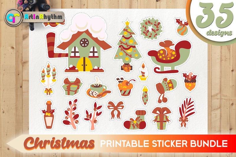 Rustic Farmhouse Christmas Sticker Bundle / Printable PNG Clipart - So ...