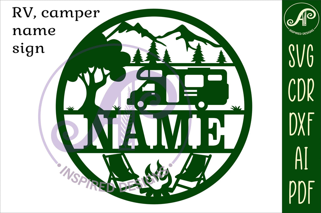 RV camper name sign svg laser cut template - So Fontsy