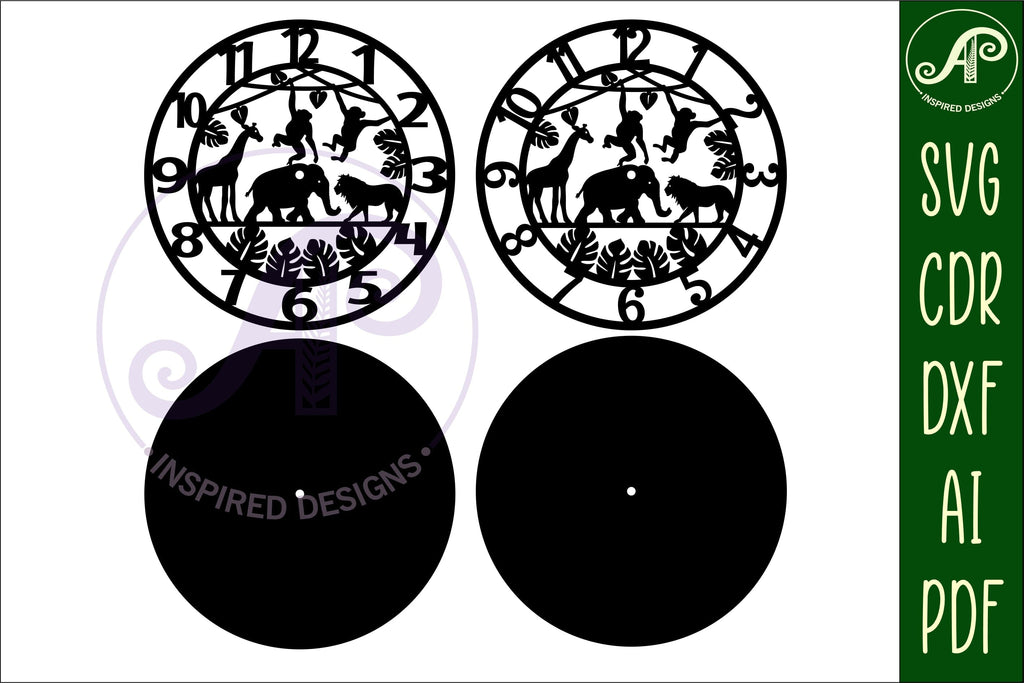 Safari animal wall clock laser cut files, SVG file. vector - So Fontsy