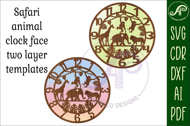 Safari animal wall clock laser cut files, SVG file. vector - So Fontsy
