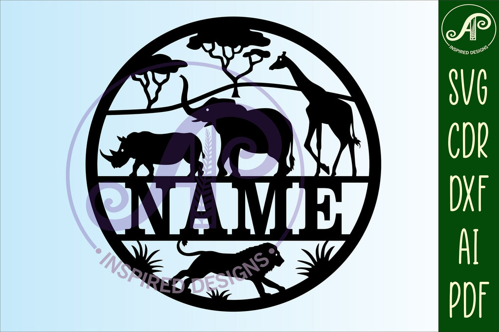 Safari name sign svg laser cut template - So Fontsy