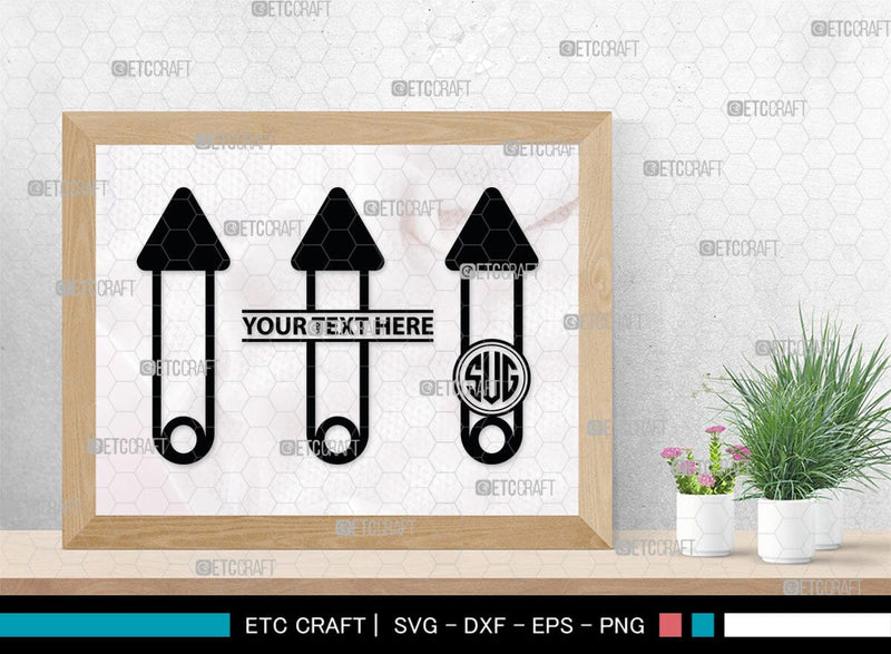 Safety Pin Monogram, Safety Pin Silhouette, Safety Pin SVG, Pin Svg ...