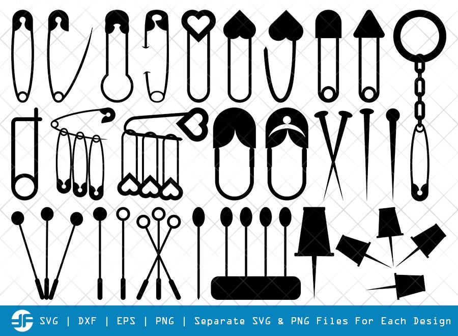 Safety Pin SVG Cut Files | Open Safety Pin Silhouette - So Fontsy