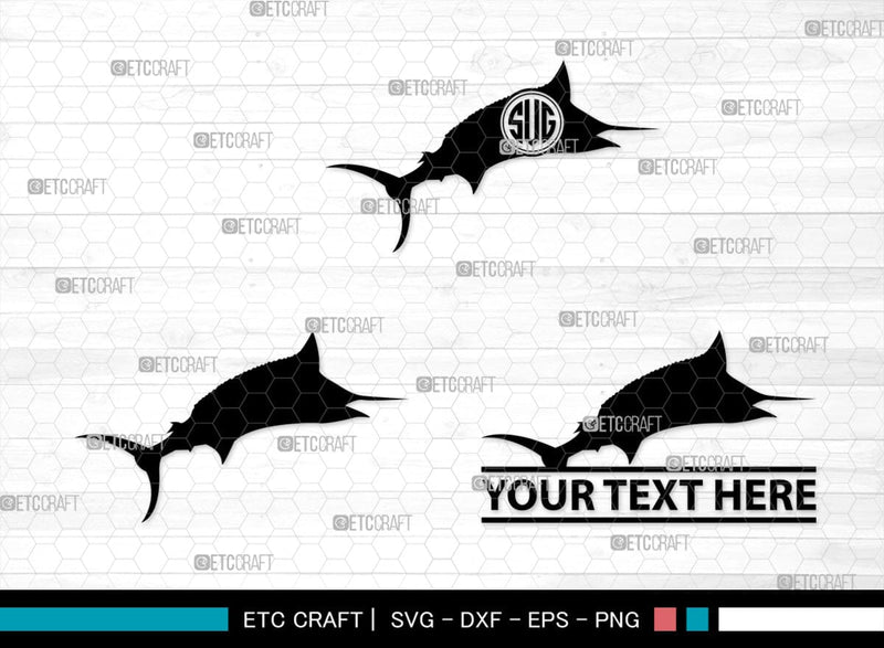 Sail Fish Monogram, Sail Fish Silhouette, Sail Fish SVG, Blue Marlin ...