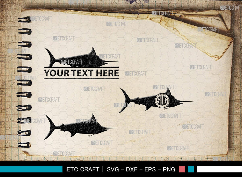 Sail Fish Monogram, Sail Fish Silhouette, Sail Fish SVG, Blue Marlin ...