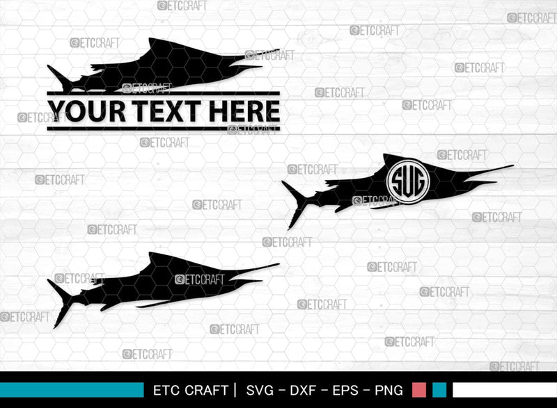 Sail Fish Monogram, Sail Fish Silhouette, Sail Fish SVG, Blue Marlin ...