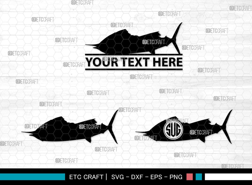 Sail Fish Monogram, Sail Fish Silhouette, Sail Fish SVG, Blue Marlin ...