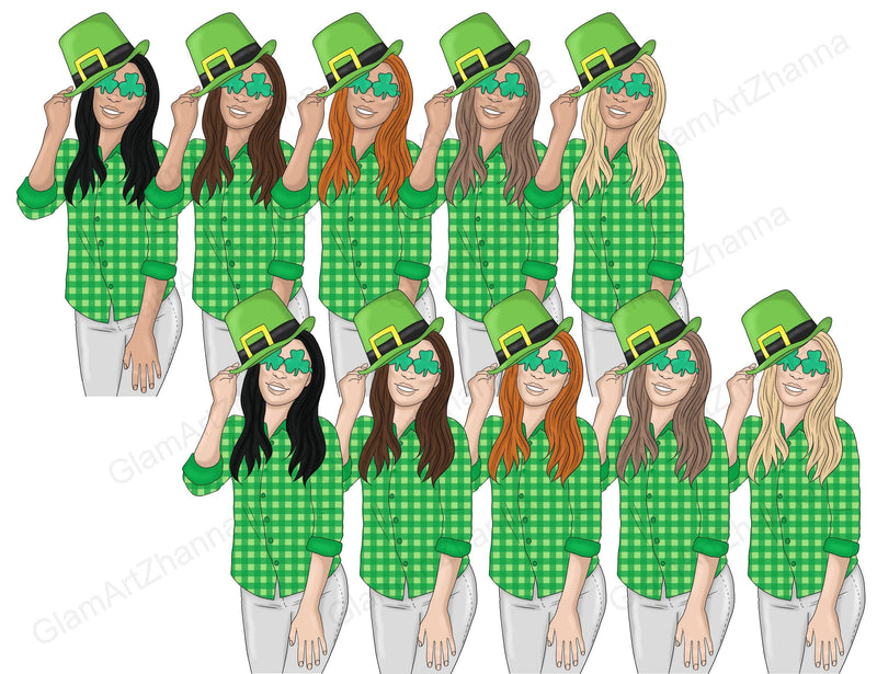 Saint Patrick's Day Clipart | Girl Illustration Bundle - So Fontsy